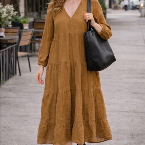 Universal Thread | Dresses | Universal Thread Tiered Mustard Long ...